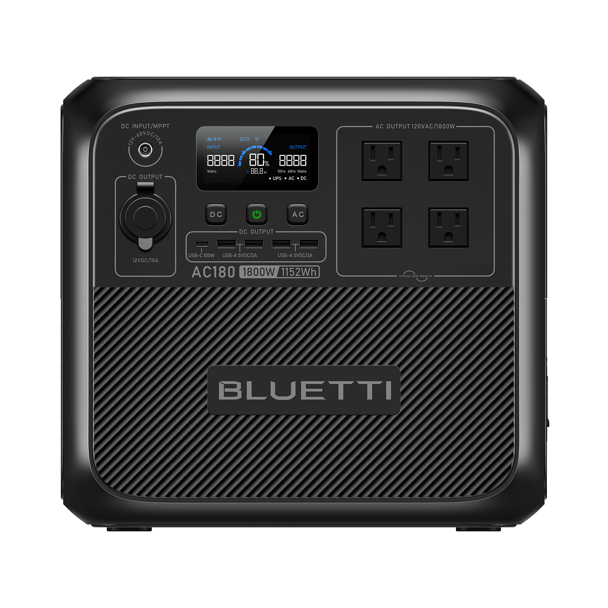 BLUETTI AC180 Solar Portable Power Station | 1,800W 1,152Wh | Flexible 4 Recharging Ways (AC ...