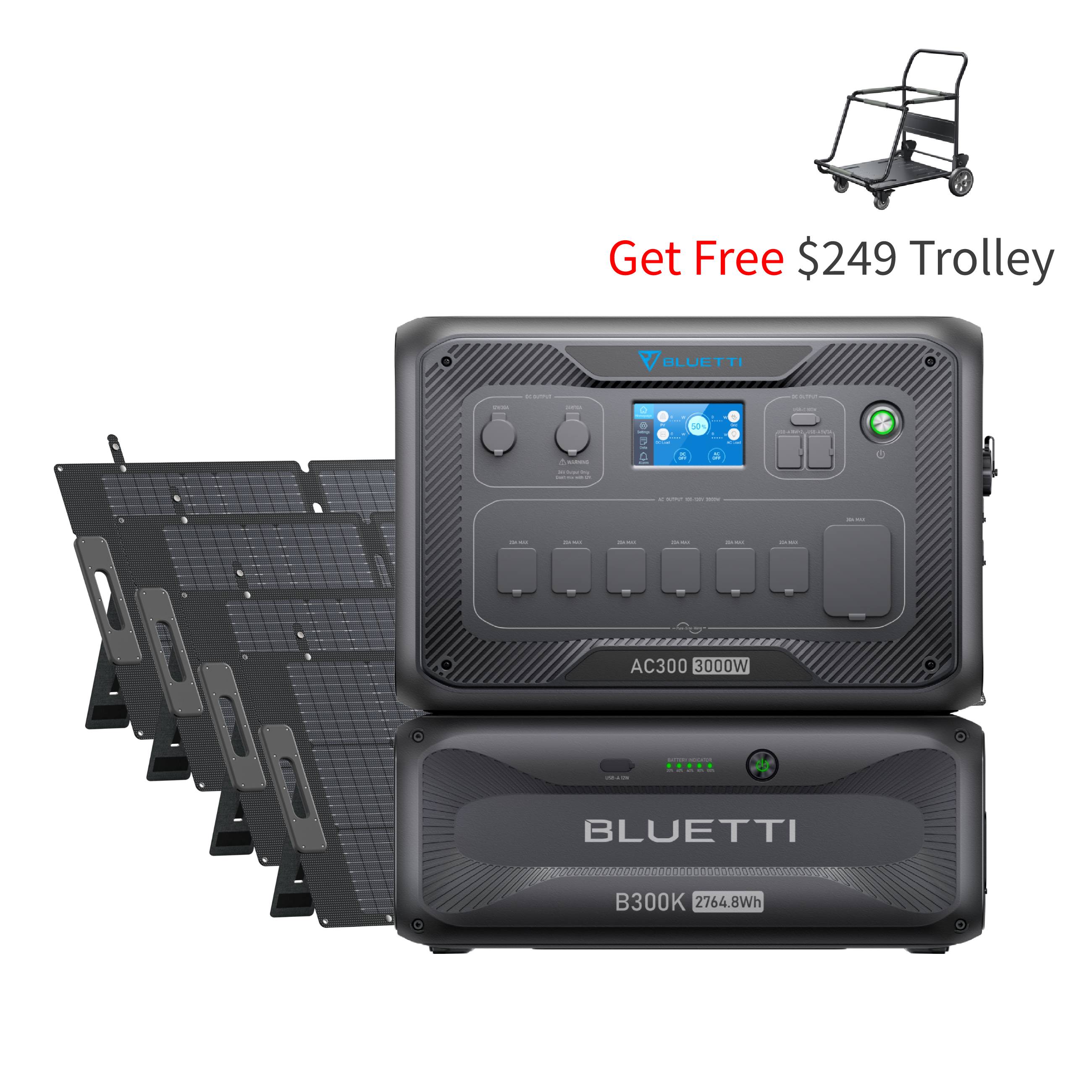 BLUETTI AC300+B300K+3*PV200D | Home Battery Backup Grid-tied System, 3 ...